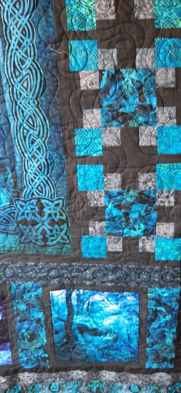 Blue Dragon Quilt, Quilted Twin Bedspread, Dragon Lovers, Quiltsy ...