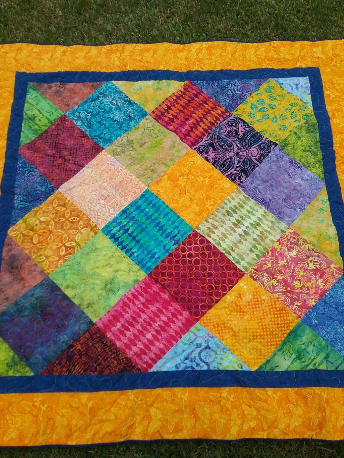 Batik Patchwork Lap Quilt Bright Batiks Quilted Sofa Throw | Etsy