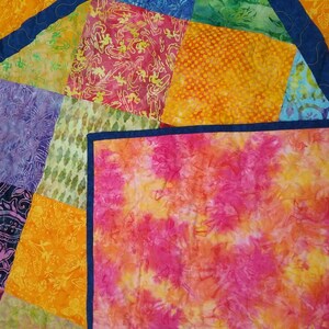 Batik Patchwork Lap Quilt Bright Batiks Quilted Sofa Throw | Etsy