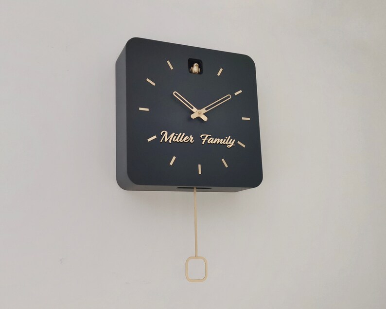 Personalized Cuckoo Clock Anthracite RAL7016 With Brass - Etsy