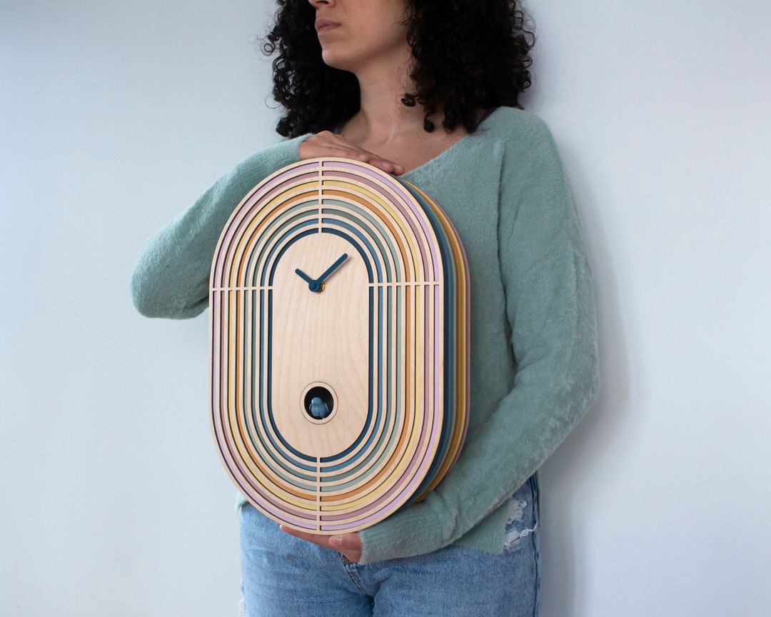 Unique Modern Cuckoo Clock - Multi Colored - Handmade - Modern Design ...