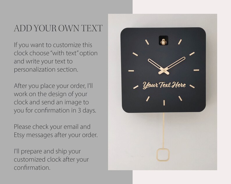 Personalized Cuckoo Clock Anthracite RAL7016 With Brass - Etsy