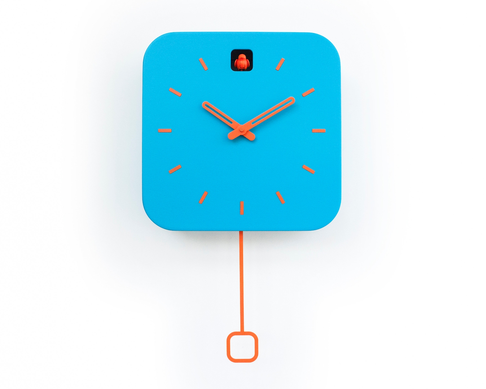 Bright Turquoise Cuckoo Clock With Orange Details, Playful Modern Home ...