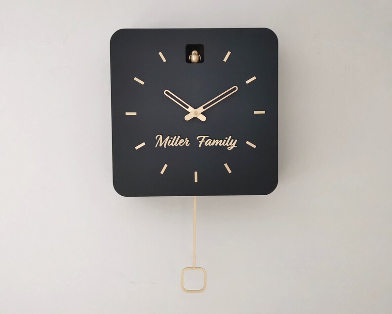Personalized Cuckoo Clock Anthracite RAL7016 With Brass - Etsy