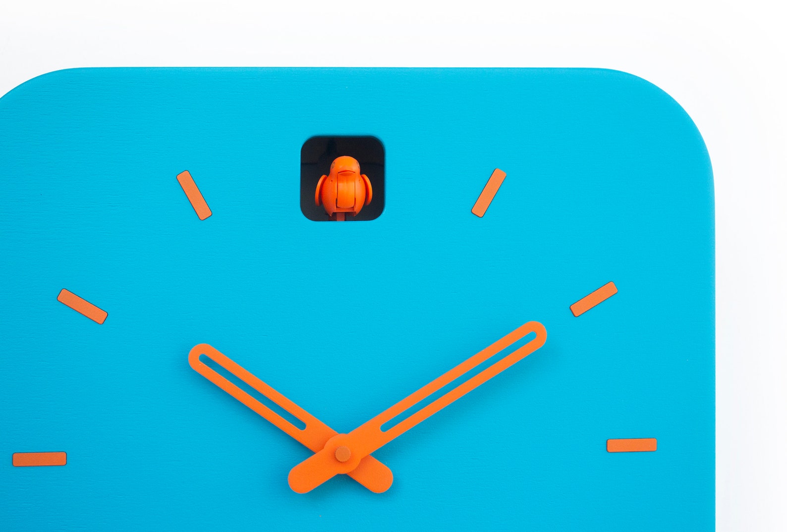 Bright Turquoise Cuckoo Clock With Orange Details, Playful Modern Home ...