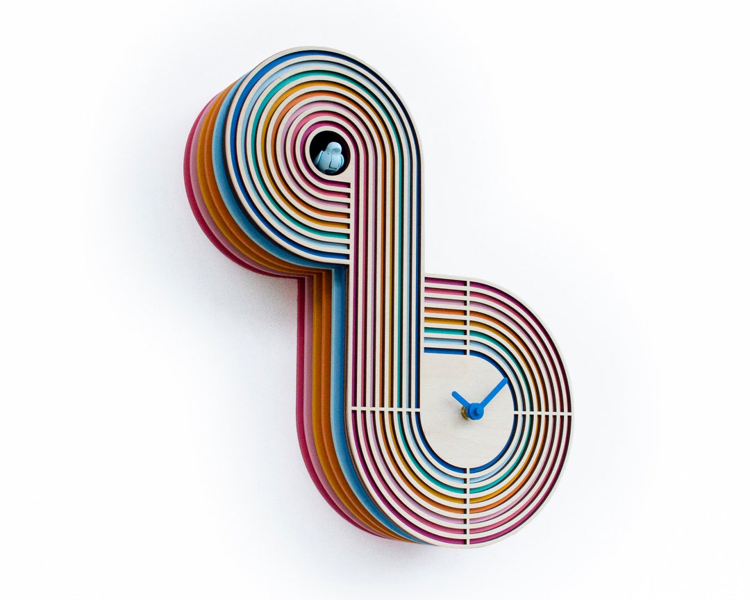 Unique Modern Cuckoo Clock - Multi Colored - Handmade - Modern Design ...
