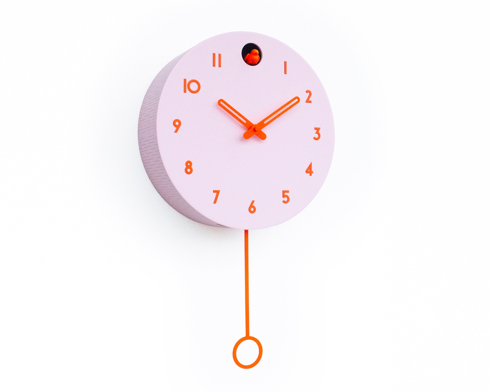 Pink Cuckoo Clock, Orange Details, Modern Wall Decor, Minimalist Wooden ...