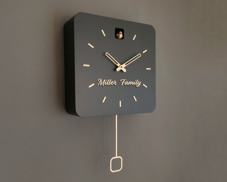 Personalized Cuckoo Clock Anthracite RAL7016 With Brass - Etsy