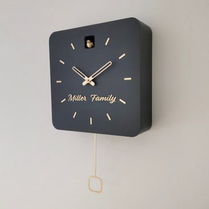 Personalized Cuckoo Clock Anthracite RAL7016 With Brass - Etsy