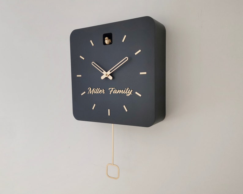 Personalized Cuckoo Clock Anthracite RAL7016 With Brass - Etsy