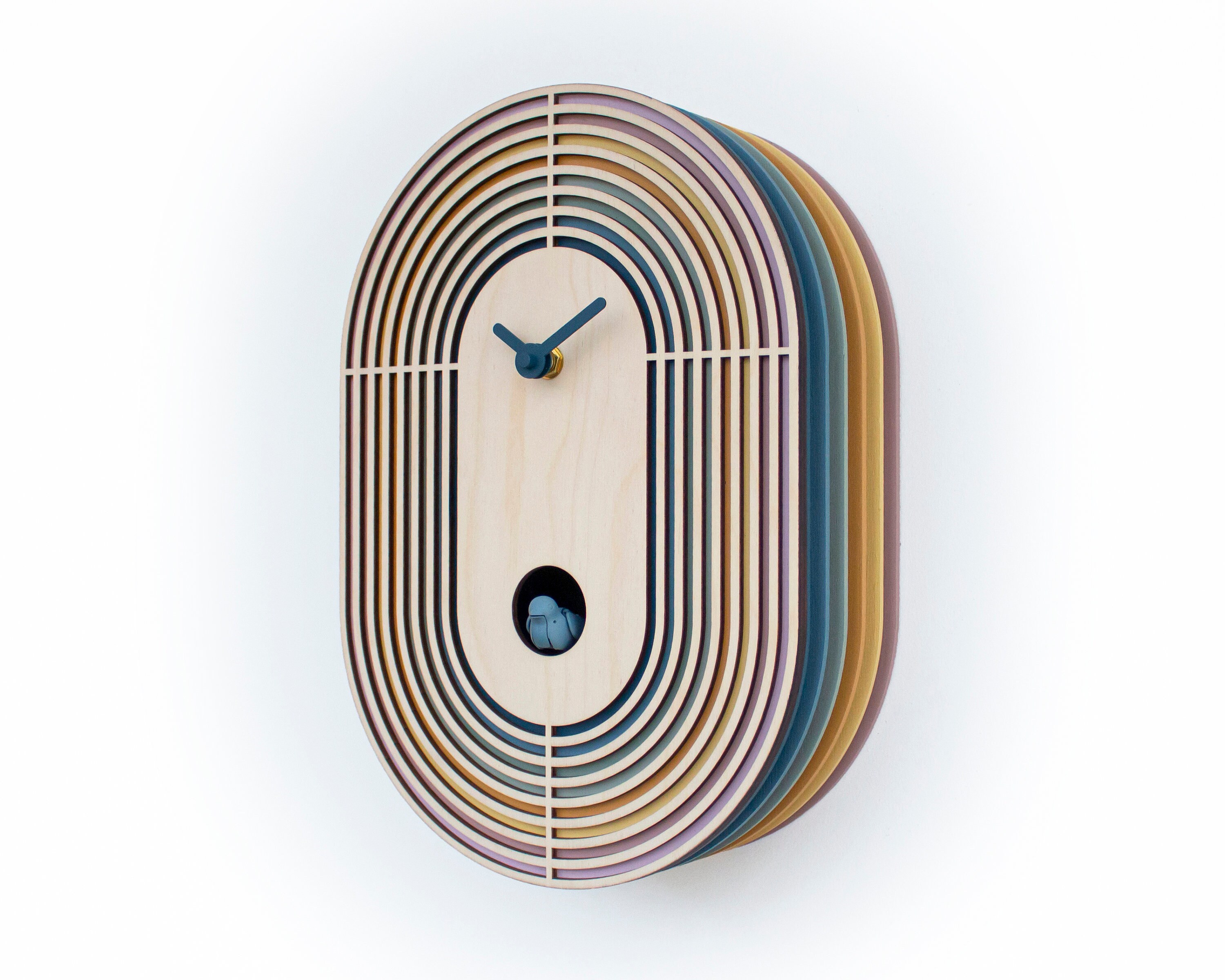 Modern Colorful Wall Clock – Wooden Minimal Desk Clock, Scandinavian ...