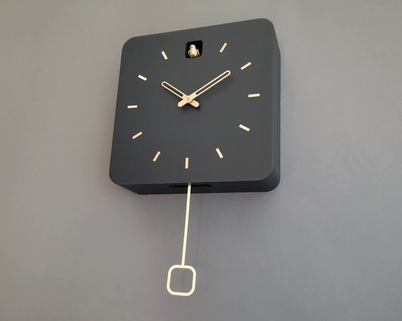 Personalized Cuckoo Clock Anthracite RAL7016 With Brass - Etsy