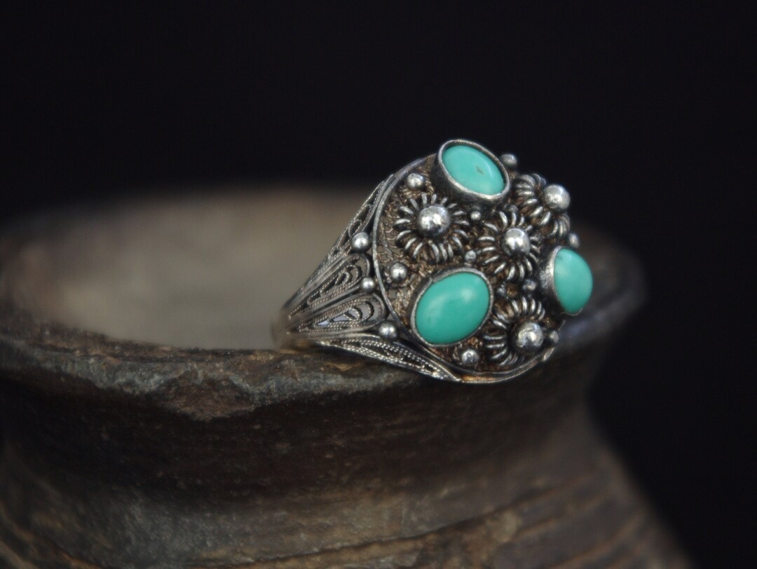 CHINA ON Your HAND Sweet Old Filigree Silver Ring, China, Export Silver ...