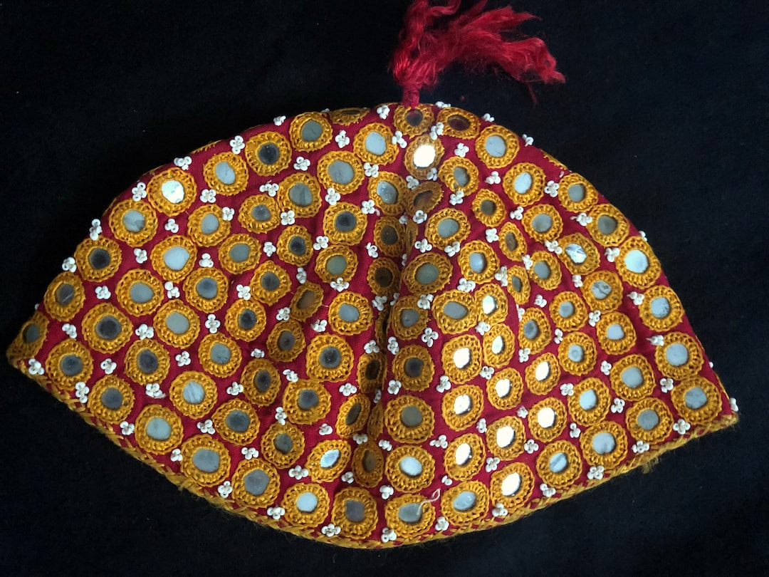 MIRROR HAT Amazing Vintage Skull Cap, India, Pakistan, Sindh ...