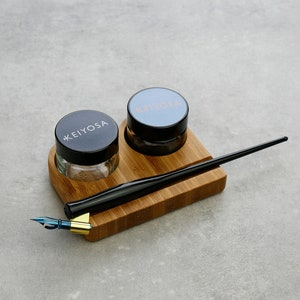 Calligraphy Ink Pot Holder – Bamboo Inkwell Stand for Dip Pens ...