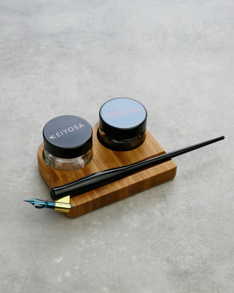 Calligraphy Ink Pot Holder – Bamboo Inkwell Stand for Dip Pens ...