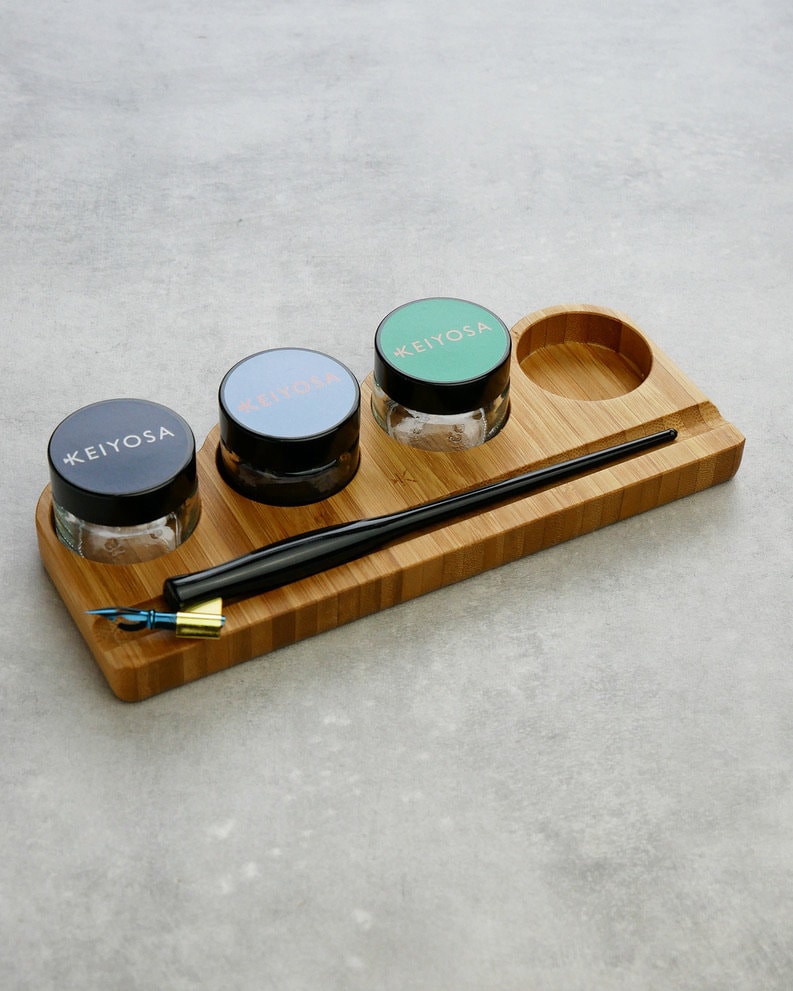 Calligraphy Ink Pot Holder – Bamboo Inkwell Stand for Dip Pens ...