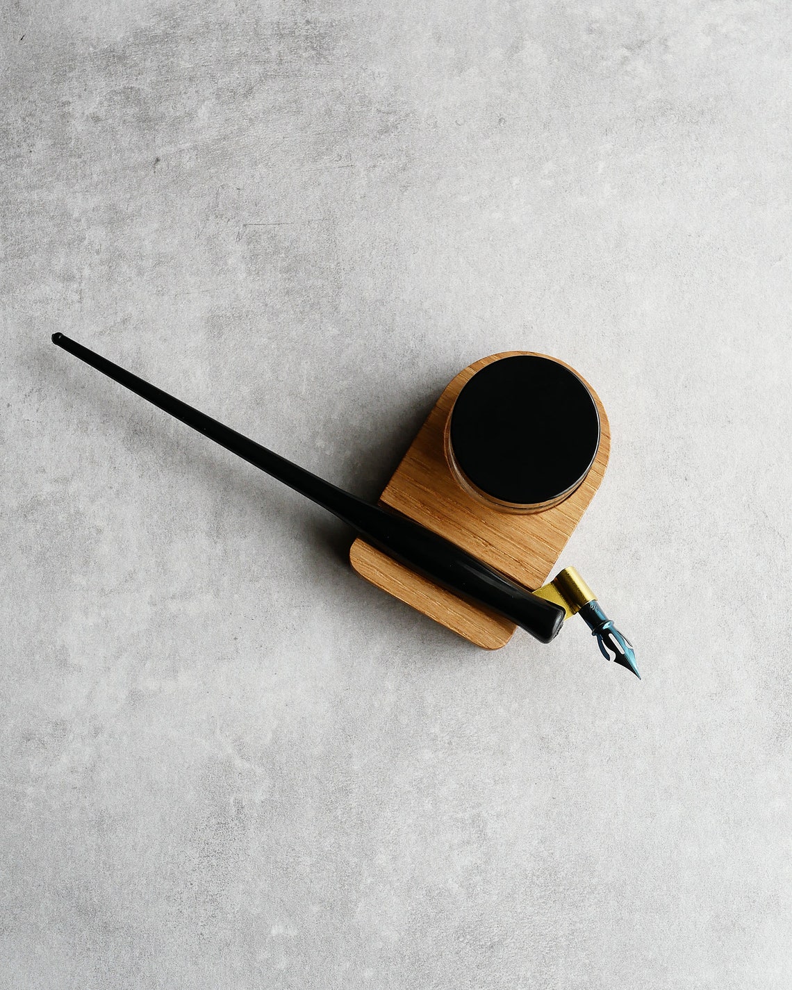 Single Calligraphy Ink Pot Holder With Pen Holder - Etsy