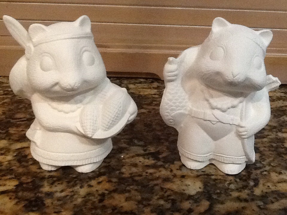 Ceramic Bisque Thanksgiving Indian Squirrels Ready to Paint. | Etsy