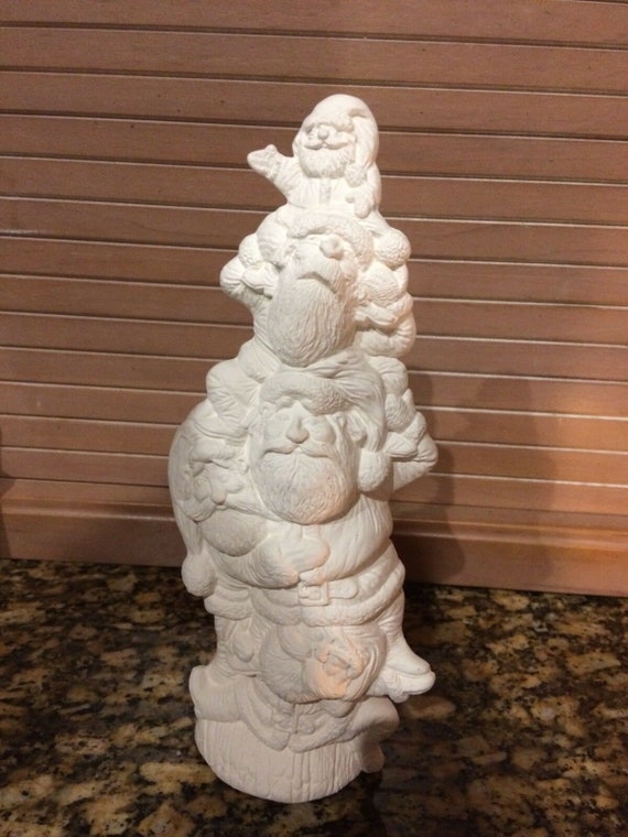 Santa Christmas Totem Pole ceramic bisque ready to paint | Etsy