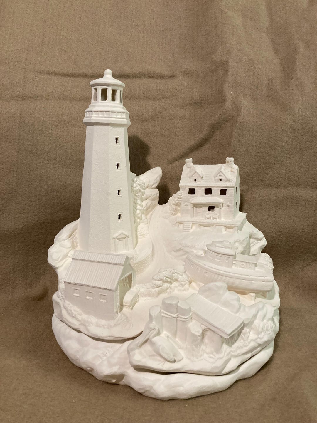 Tampa Bay Mold Ceramic Lighted Lighthouse Bisque/ Night Light Lamp 12 ...