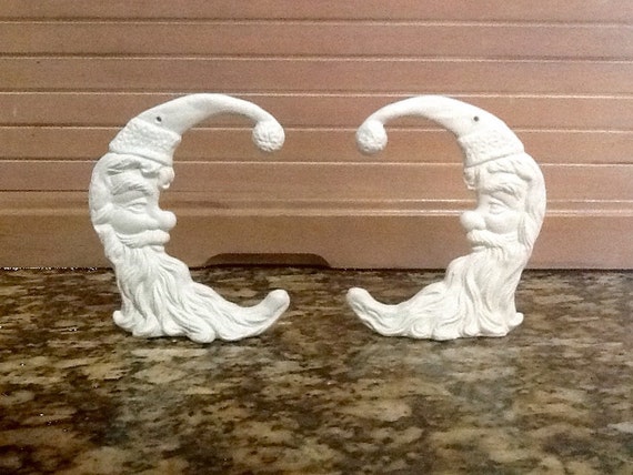 Ceramic Bisque Santa Clause Ornament Crescent Moon | Etsy