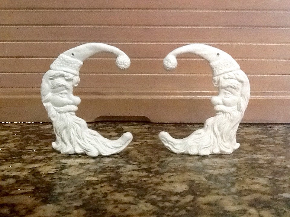 Ceramic Bisque Santa Clause Ornament Crescent Moon - Etsy