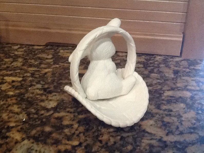 Ceramic Bisque Easter Wicker Basket With Bunny 4.5" Tall Ready to Paint ...