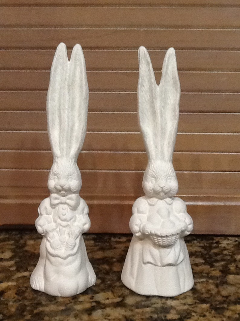 Ceramic Bisque Easter Bunnies Ready to Paint. 6.5" Tall - Etsy