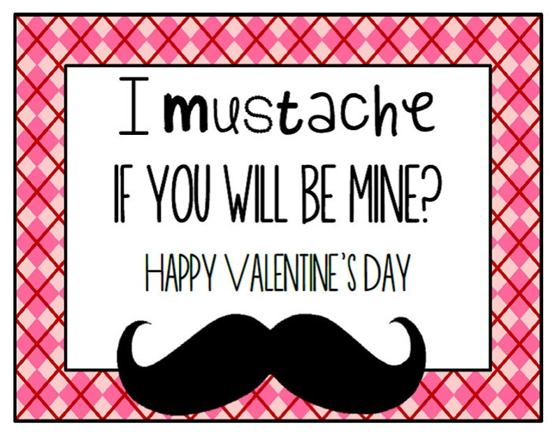 I Mustache If You Will Be Mine Valentine's Day Card - Etsy