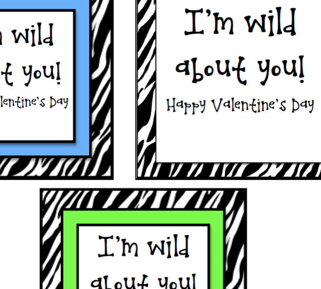 I'm Wild About You Simple Zebra Print Valentine - Etsy