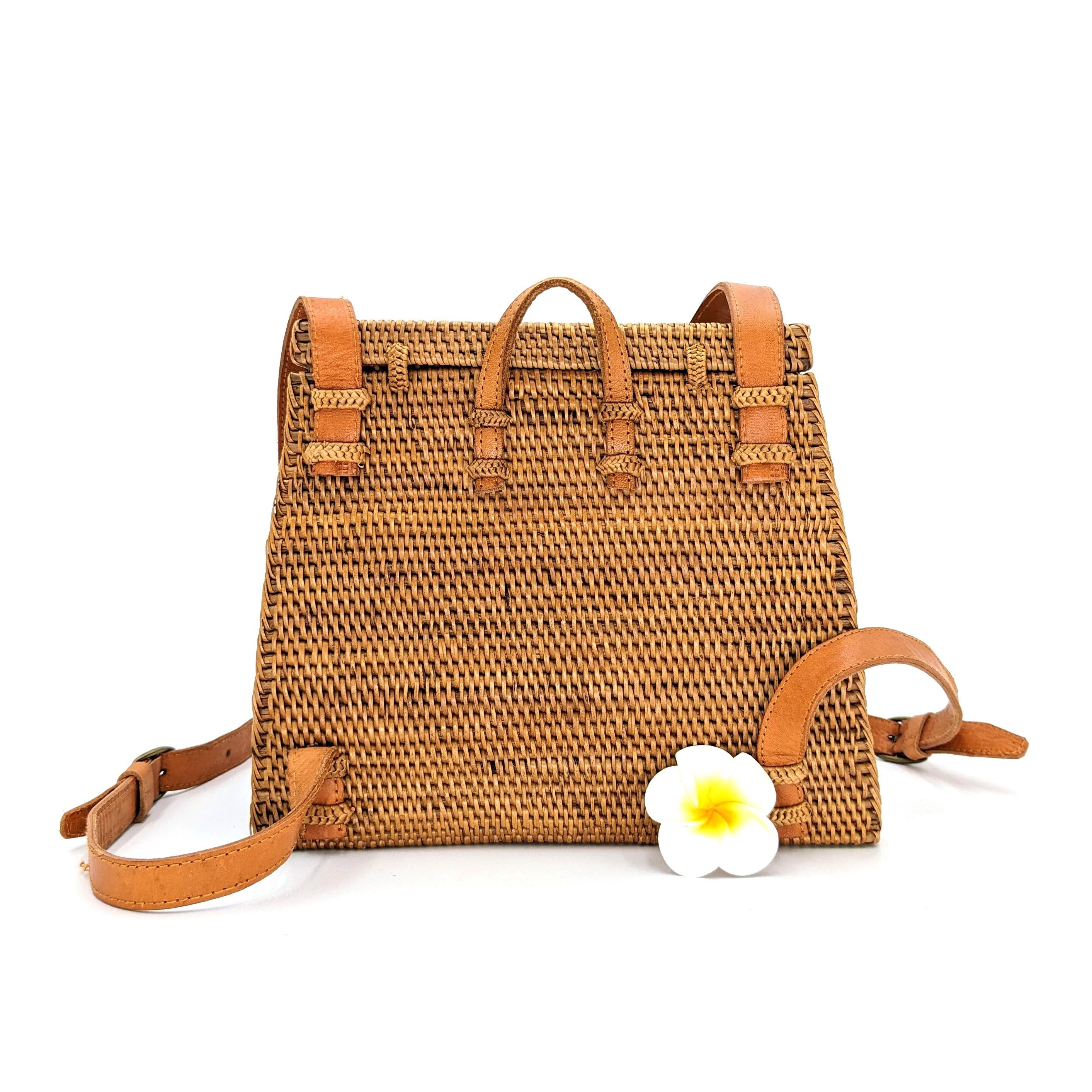 Woven Artisan Straw Backpack, Handmade Artistic Rattan Backpack, Boho ...