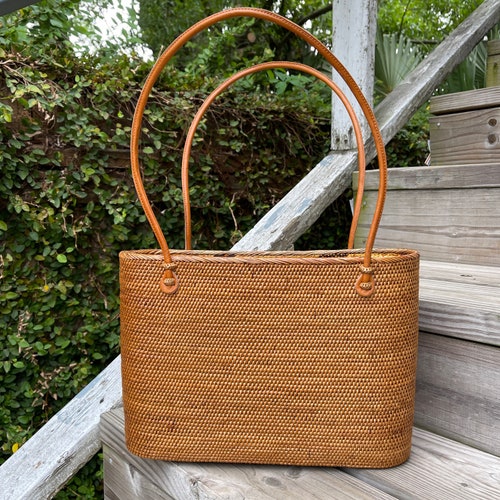 Woven Rattan Shoulder Bag With Lid Handmade Rattan Tote Bag - Etsy