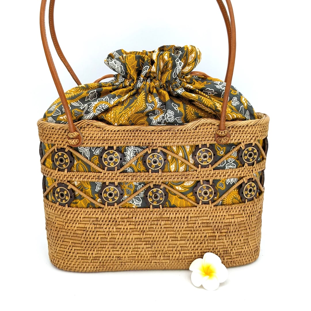 Large Handwoven Straw Tote Bag for Summer Vacation, Woven Rattan Purse ...