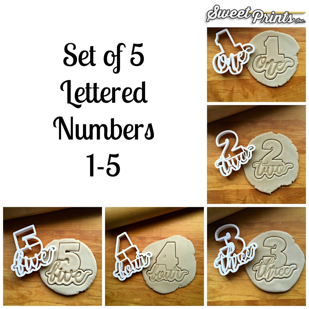 Set of 5 Lettered Number Cookie Cutters/multi-size/dishwasher Safe ...