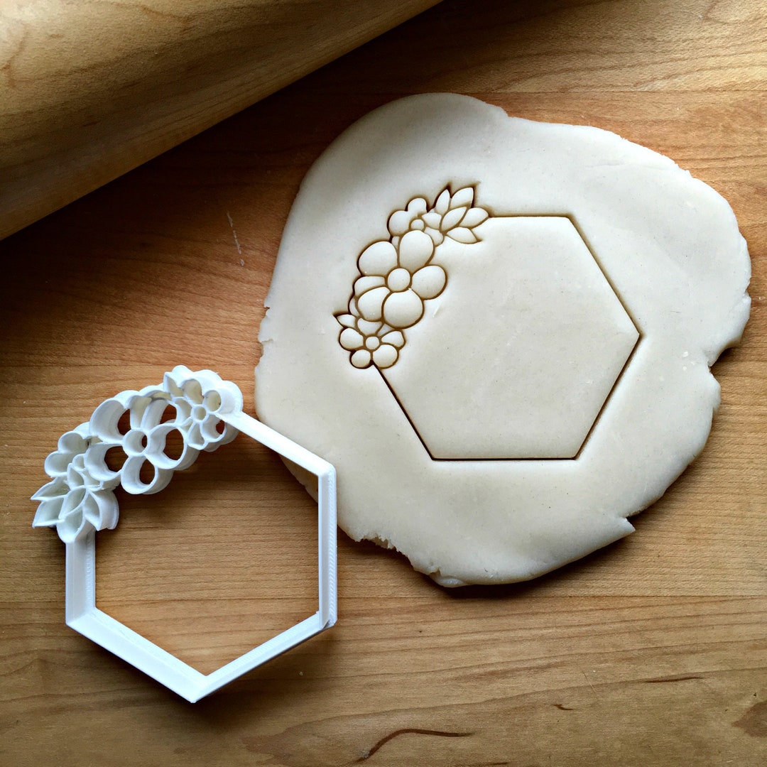 Floral Hexagon Cookie Cutter in Multiple Sizes - Etsy