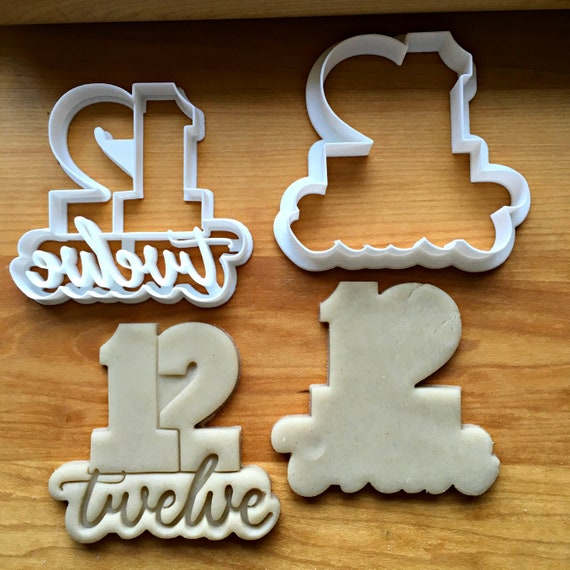 Set of 2 Lettered Number 12 Cookie - Etsy
