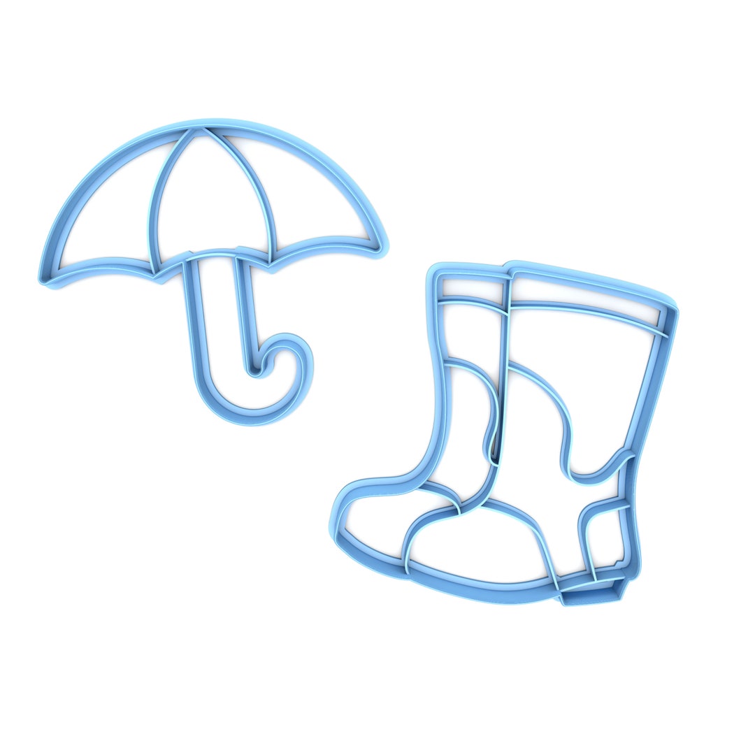 Set of 2 Rain Boots and Umbrella Cookie Cutters in Multiple Sizes - Etsy