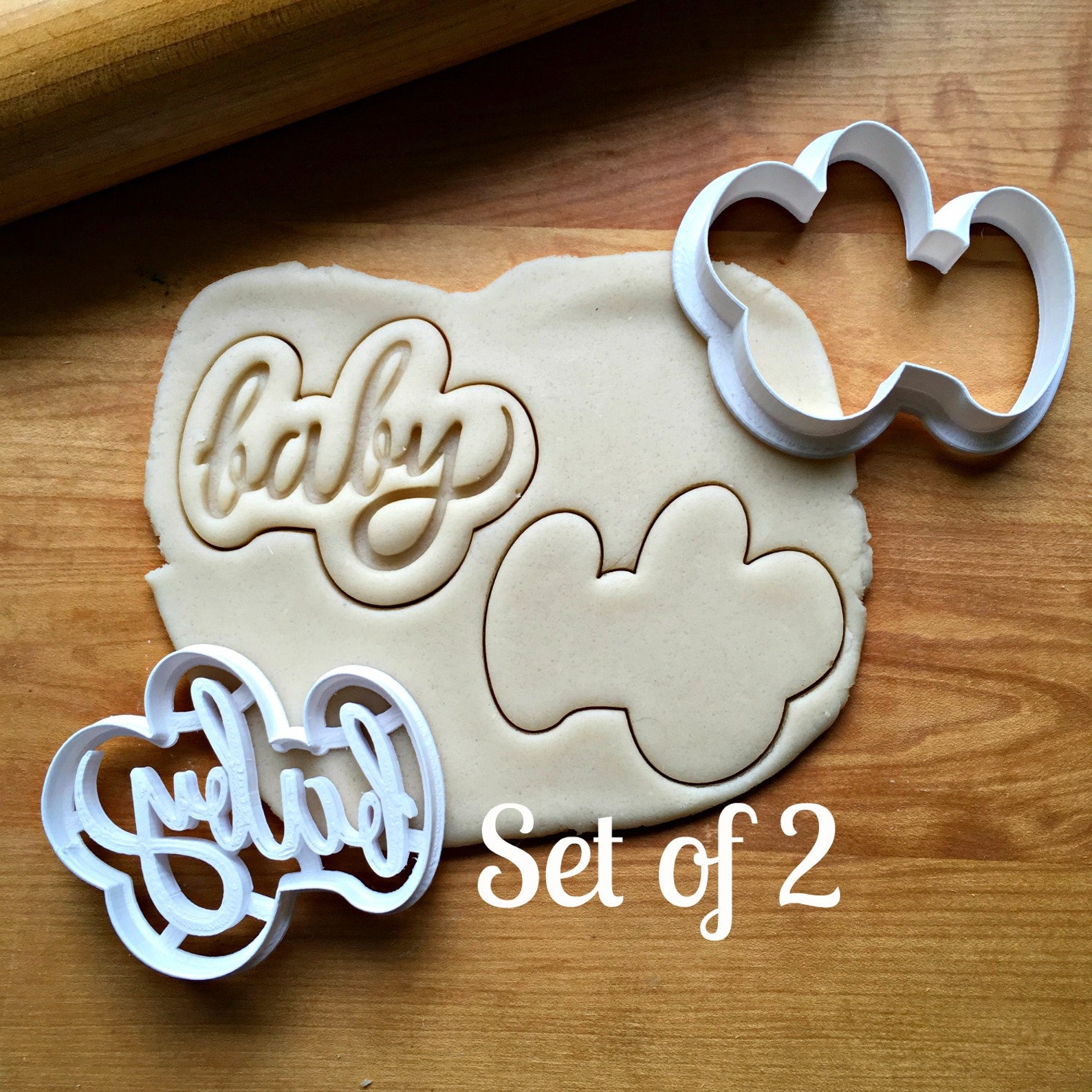 Set of 2 Baby Script Cookie Cutters/multi-size/dishwasher Safe - Etsy