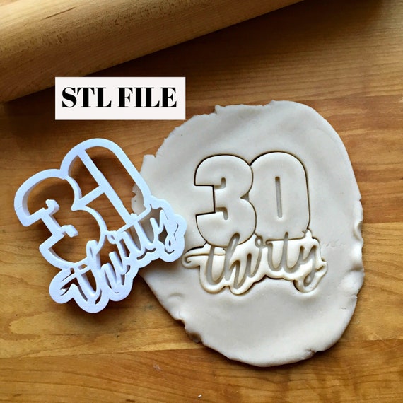 Digital STL File Download for Lettered Number 30 Cookie - Etsy Canada