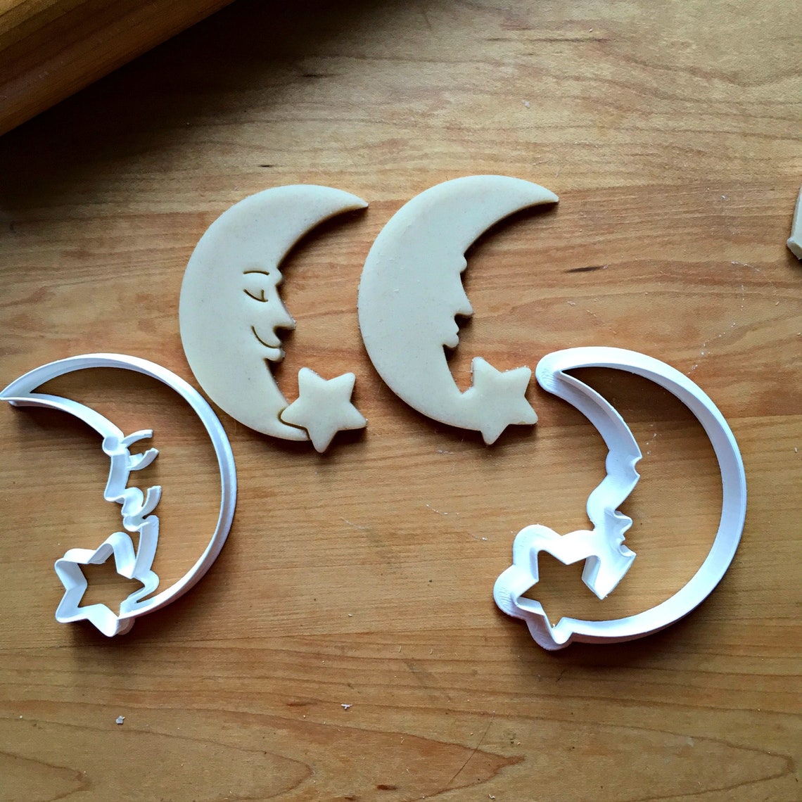 Set of 2 Crescent Moon and Star Cookie Cutters/multi-size | Etsy