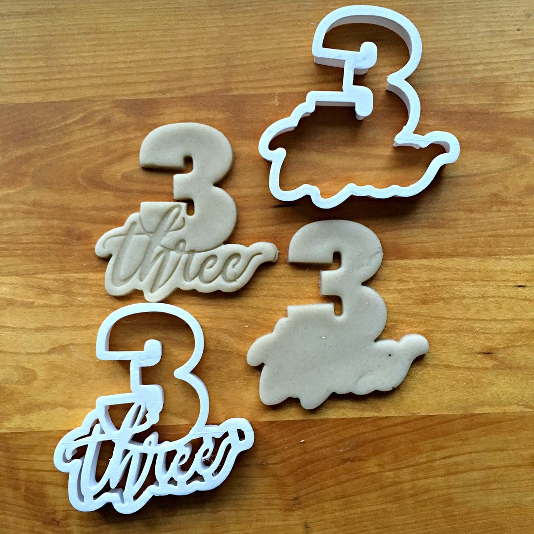 Set of 2 Lettered Number 3 Cookie Cuttersmulti-size/choose Standard or ...
