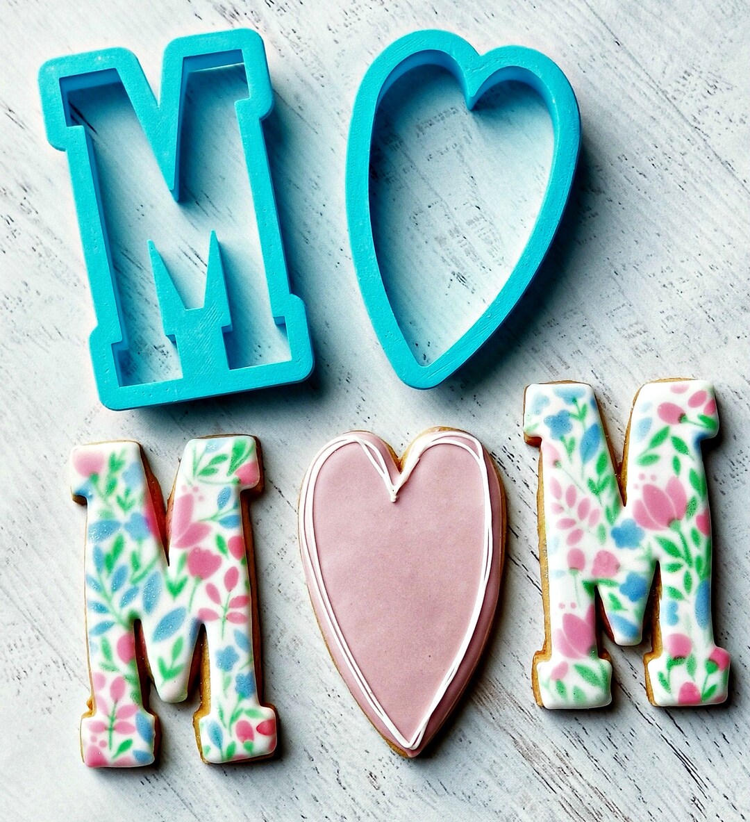 Set of 2 Letter M and Heart Mom Cookie Cutters in Multiple Sizes - Etsy