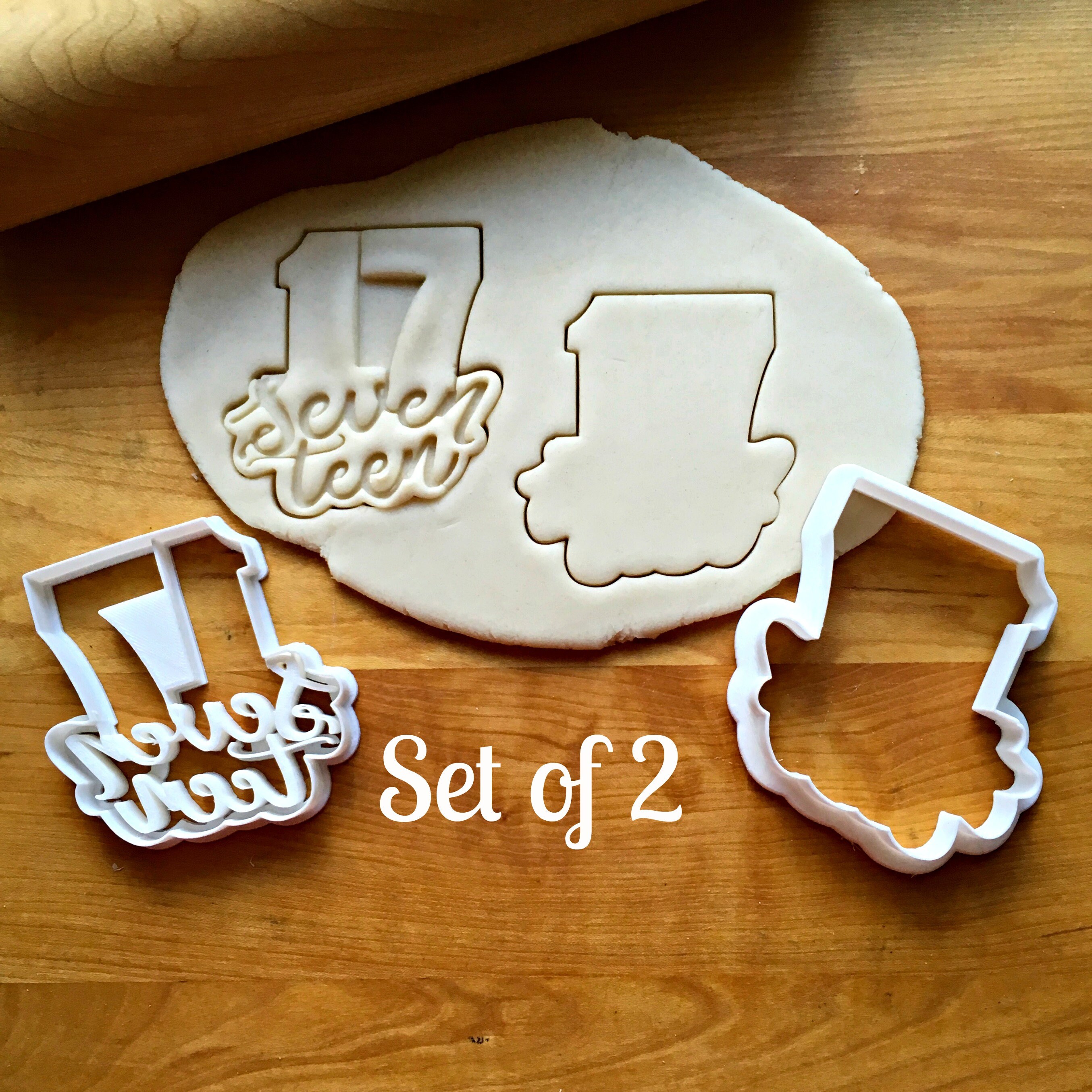 Set of 2 Lettered Number 17 Cookie - Etsy