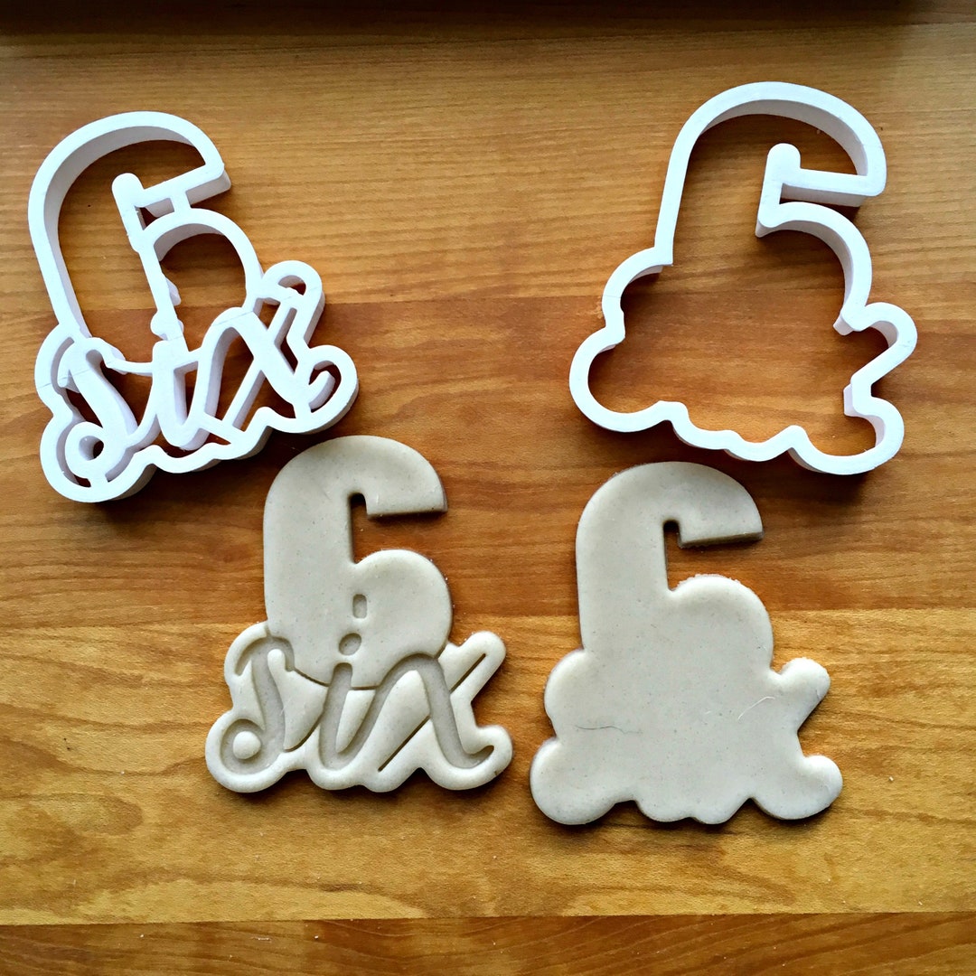 Set of 2 Lettered Number 6 Cookie Cutters/multi-size/choose Standard or ...