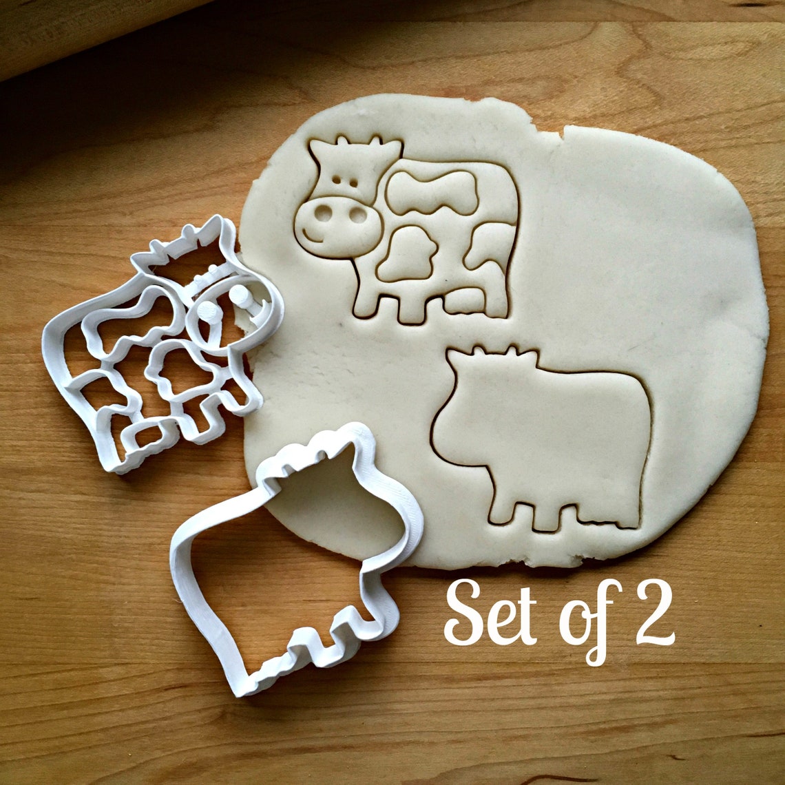Set of 2 Cow Cookie Cutters/multi-size/farm Animals - Etsy