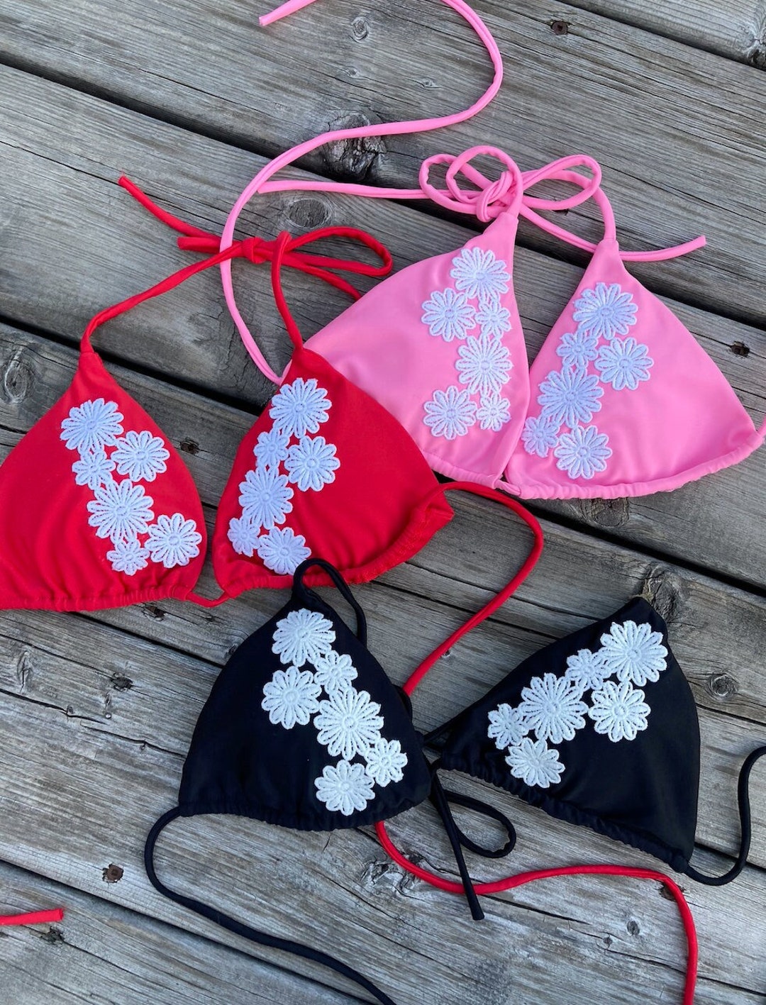 Embroidered Flower Bikini 2 Piece Set Multiple Colours - Etsy