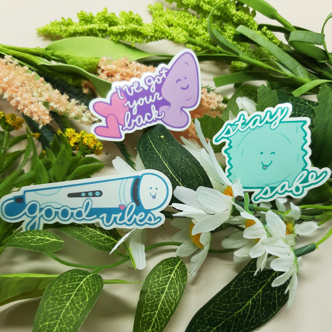 Cheeky Toy Pun Vinyl Stickers Pastel Condom Vibrator Butt Plug - Etsy