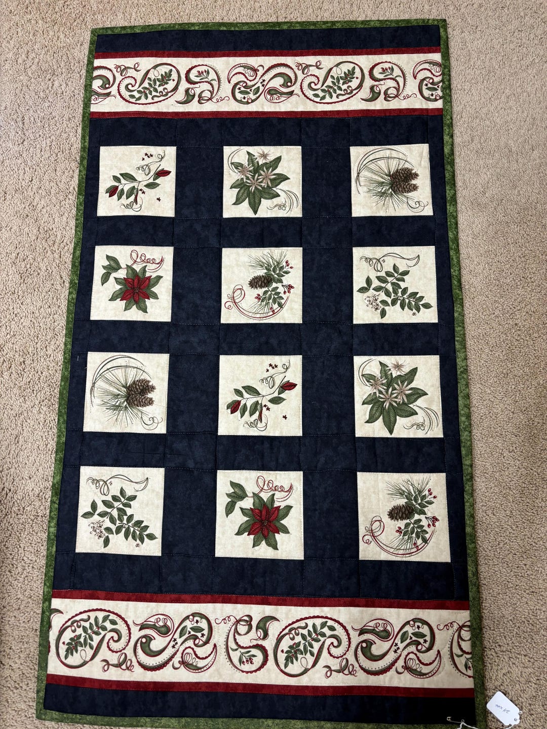Winter Foliage Cotton Quilted Table Runner – Black - Etsy
