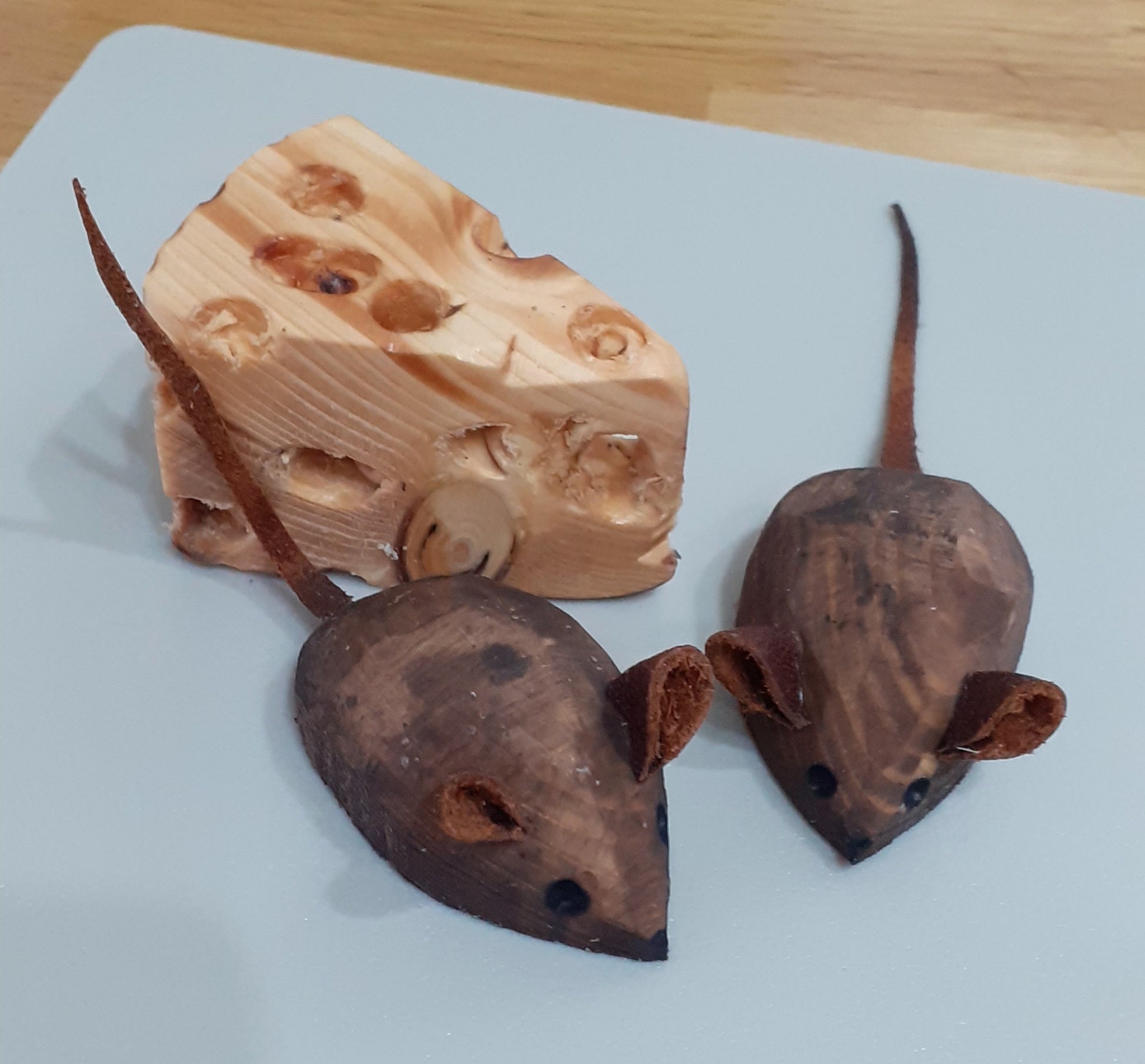 Wooden Mice and Cheese - Etsy UK